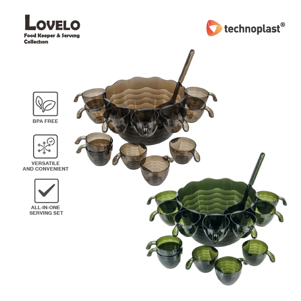 Jual Manguk Minuman Es Buah Lebaran / Pesta / Party - Technoplast Lovelo Brown Puch Bowl Set ...