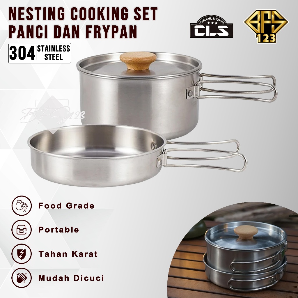 Jual Nesting Cooking Set Peralatan Masak Camping Hiking Panci 1,7 L Fry ...