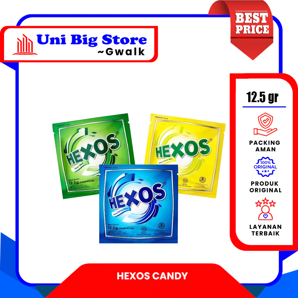 Jual PERMEN HEXOS BARLEY - LEMON - MINT - 12,5 gr | Shopee Indonesia