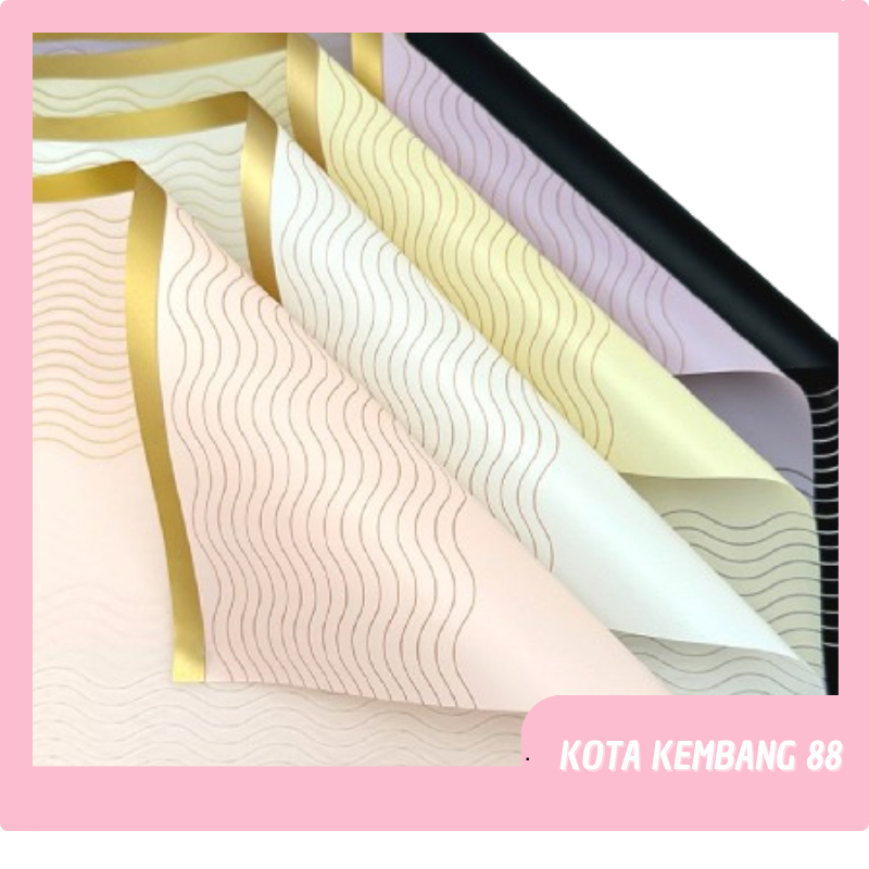 Jual 20 LEMBAR Kertas Buket Bunga Motif List Gold Cellophane Flower ...