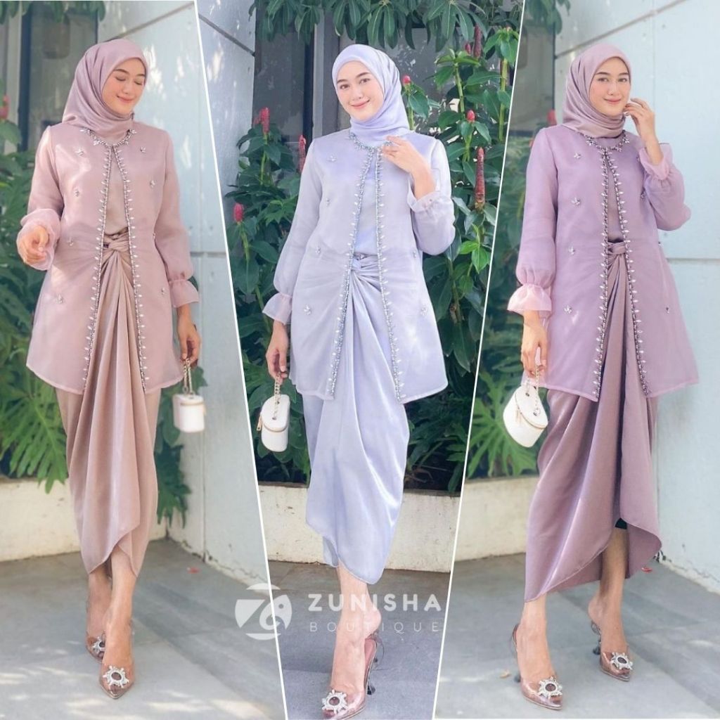 Jual Oneset Kebaya Modern Jemma Organza Premium Outfit Kondangan Setelan Rok Lilit | Shopee ...