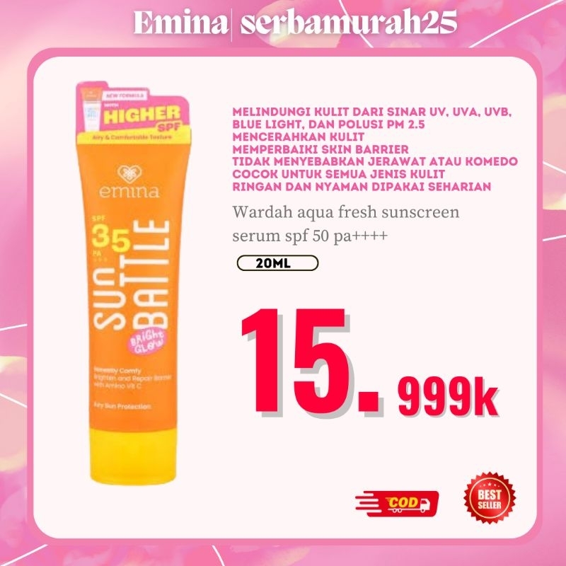 Jual Emina Mini Sun battle spf 35 PA+++ 20ml ( KEMASAN BOX ) | Shopee Indonesia