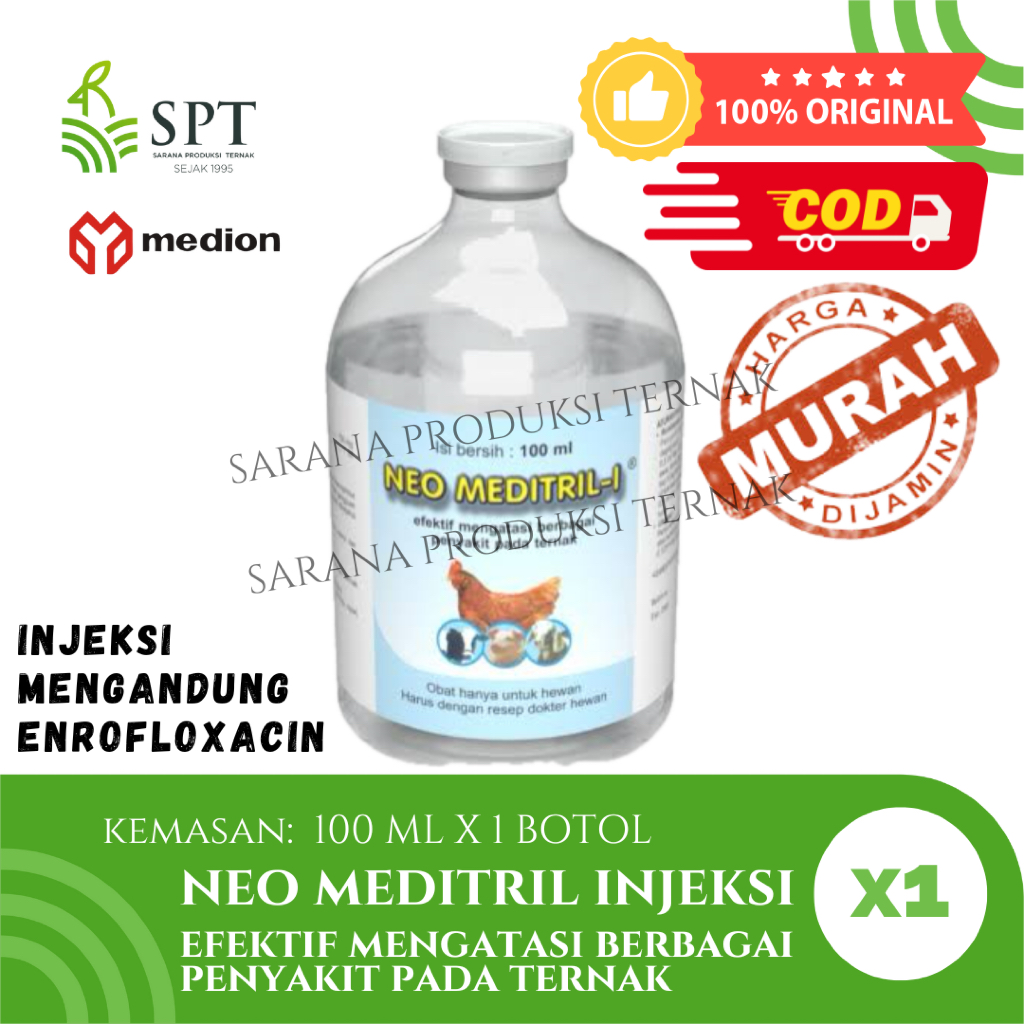 Jual NEO MEDITRIL INJEKSI 100 ML MENGOBATI EFEKTIF PENYAKIT TERNAK ...