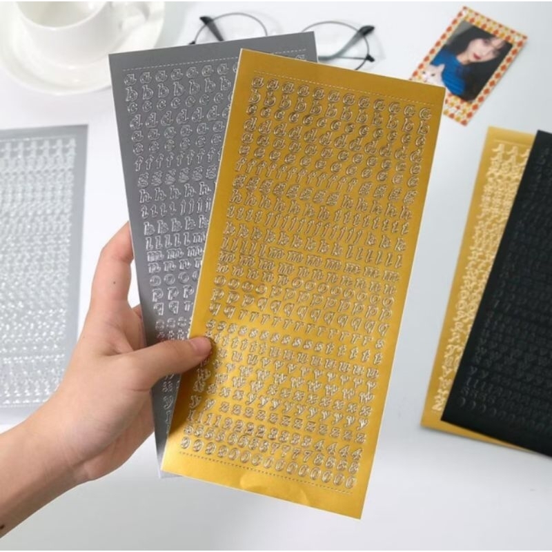Jual Stiker estetik huruf / sticker alphabet gold silver jurnal planner ...