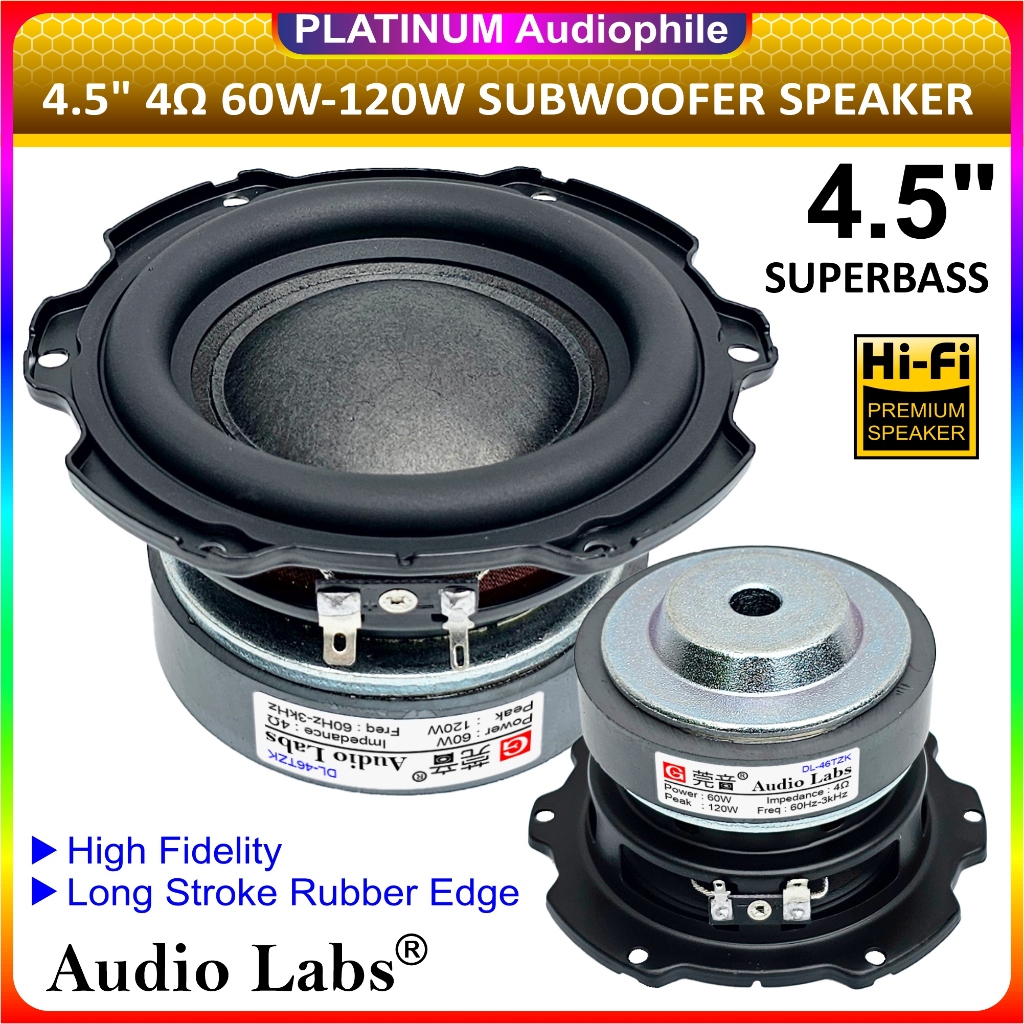 Jual Speaker 4.5 Inch Subwoofer SUPER BASS 60W-120W 4.5" Hifi speker ...