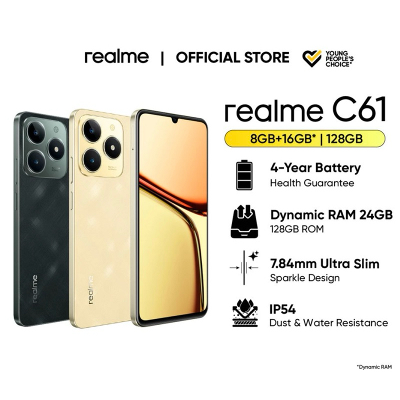 Jual realme C61 8GB+128GB (50MP AI Camera | 90Hz Eye Comfort Display | 7.84mm Ultra Slim Design ...