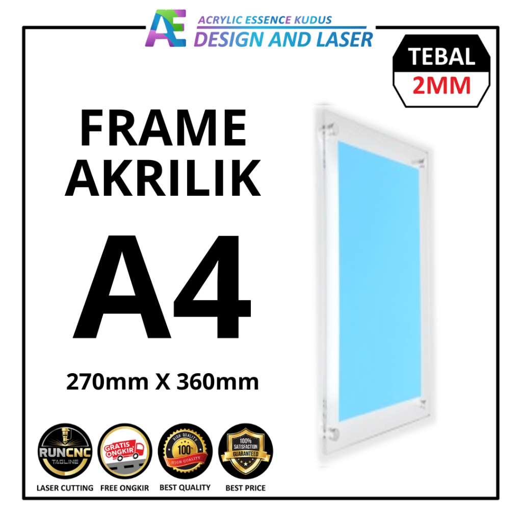 Jual Frame Akrilik A4 / Bingkai Poster Dinding / Display Menu Acrylic | Shopee Indonesia