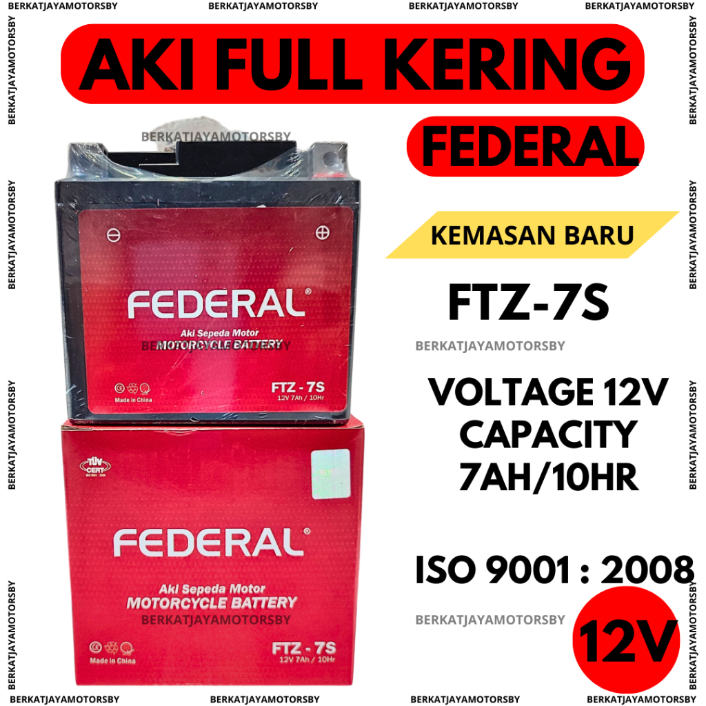 Jual AKI FULL KERING GTZ7S 12V 7AH 10HR AKI FEDERAL NANO GEL FTZ7S ACCU ...