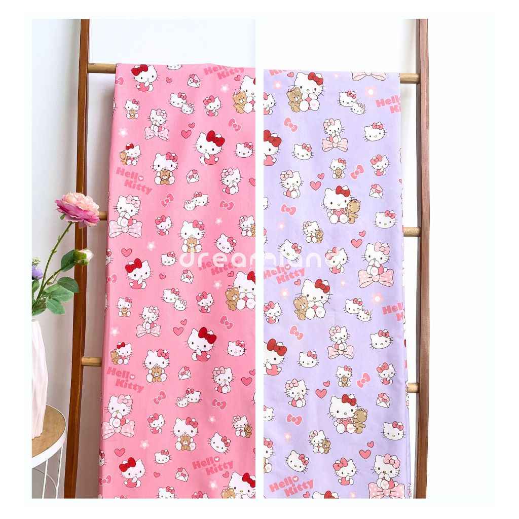 Jual DREAMLAND | Hello Kitty Pretty Ribbon | Kain Ecer Micro Silk Motif ...