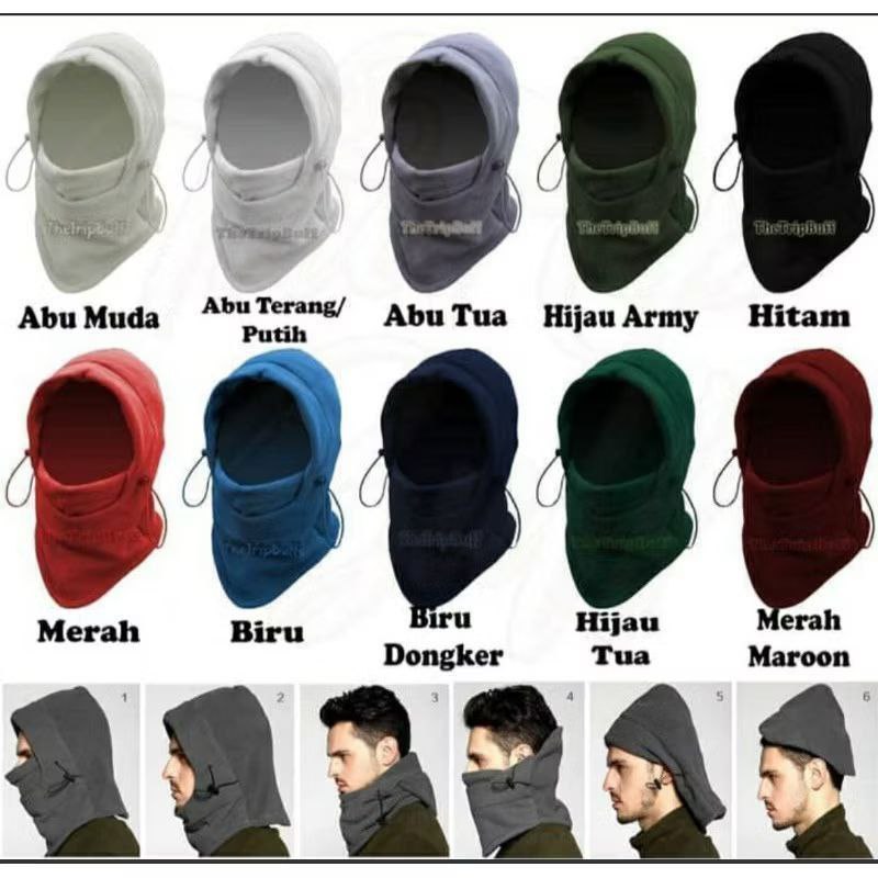 Jual topi masker balaclava / topi ninja 6in1 / scarf / topi multifungsi ...