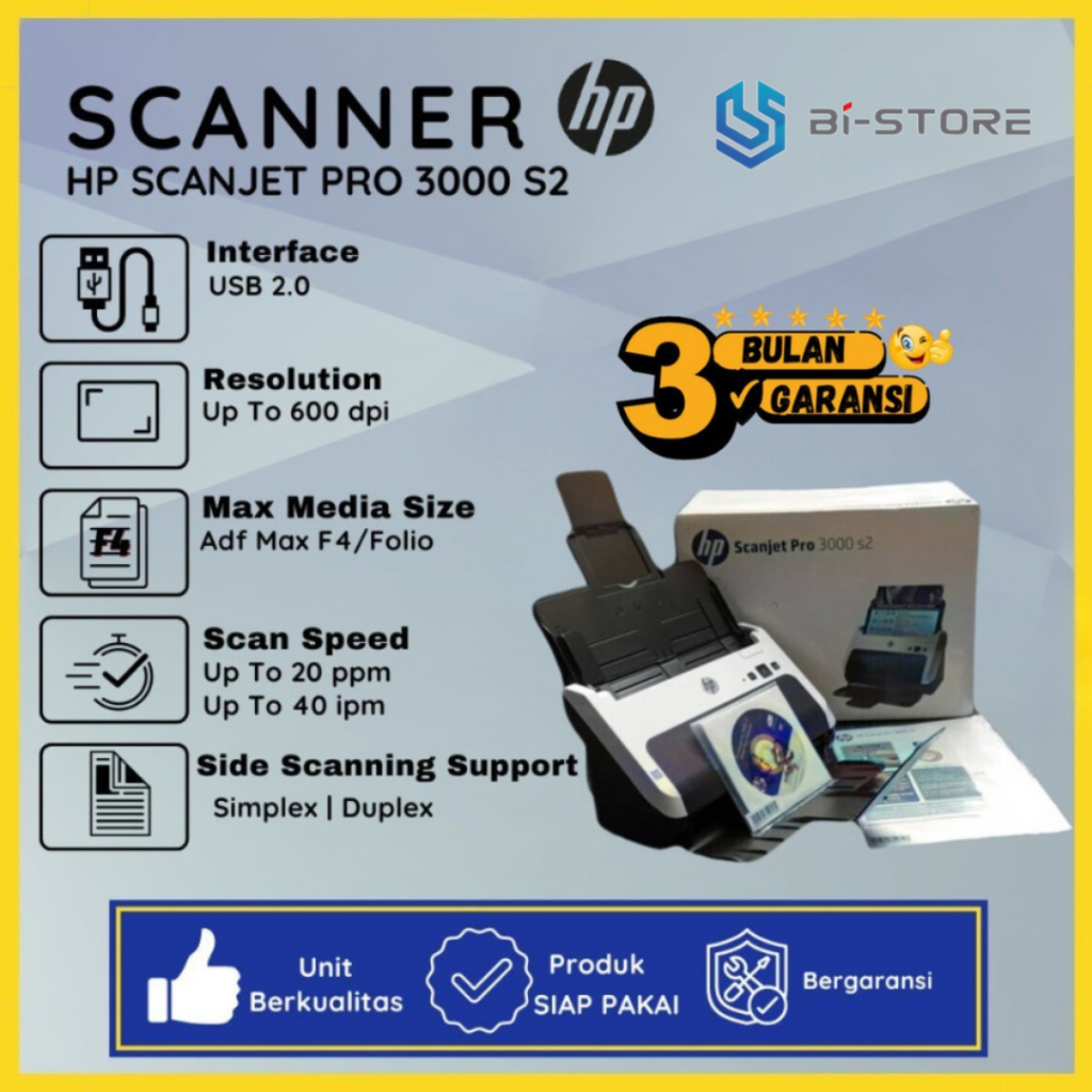 Jual Scanner F4 Hp Scanjet Pro 3000 S2 Bisa Folio Unit Normal n Ada ...