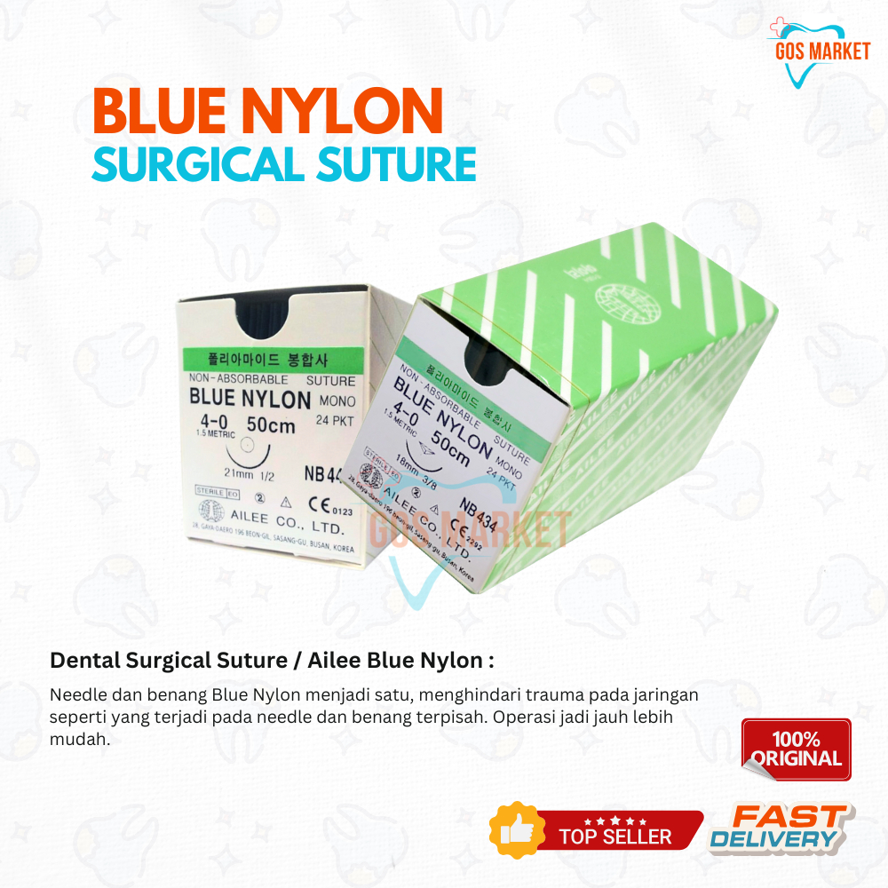 Jual Blue Nylon Surgical Suture / Ailee Dental Surgical Suture Khusus 1pcs | Shopee Indonesia