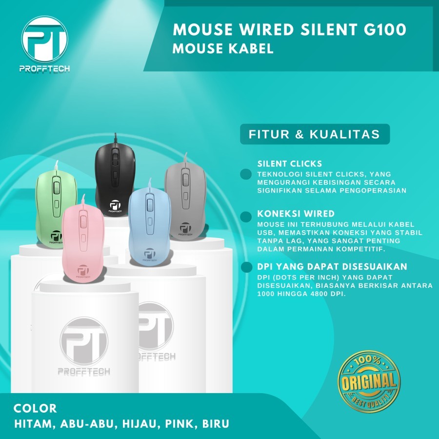 Jual PROFFTECH - Mouse Kabel Hitam (Silent Klick) | Shopee Indonesia