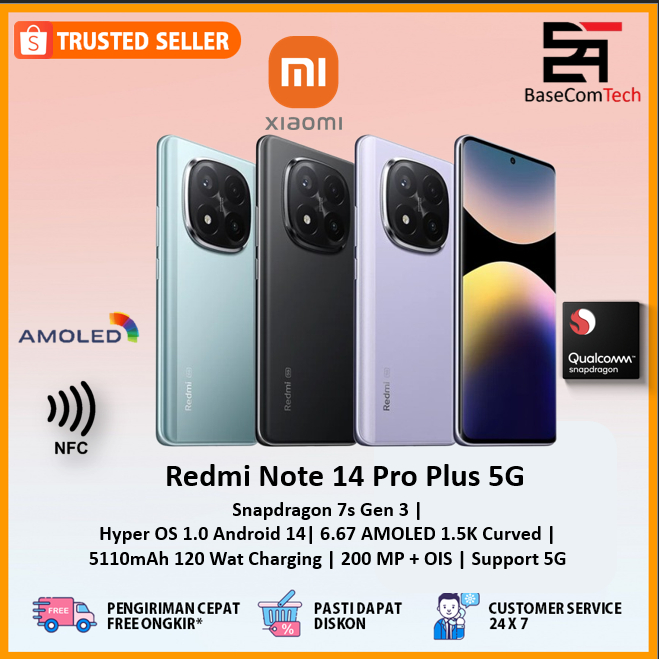 Jual XIAOMI REDMI NOTE 14 Pro+ 5G | 12GB/512GB | 5100 mAh 120W | 200mp ...