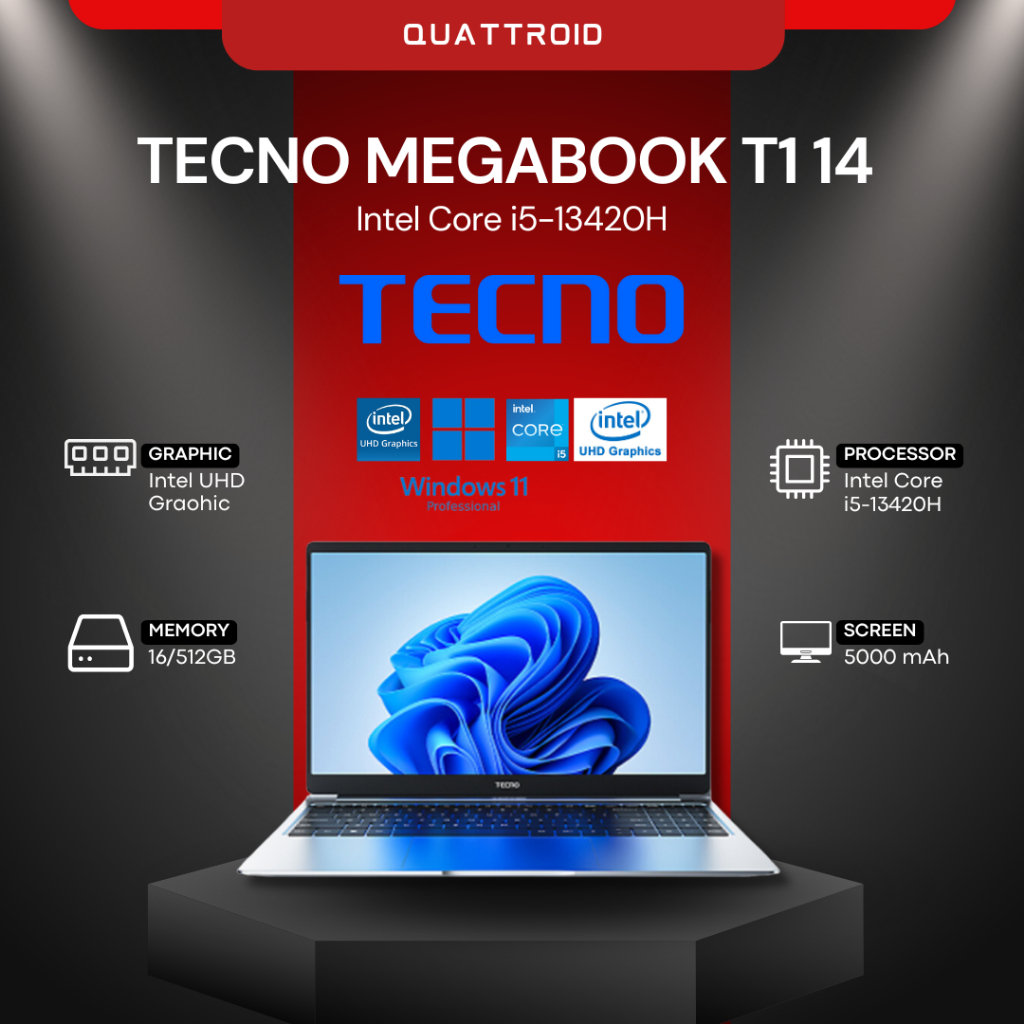Jual LAPTOP TECNO MEGABOOK T1 14 - 16GB/512GB - WINDOWS 11 - GARANSI ...