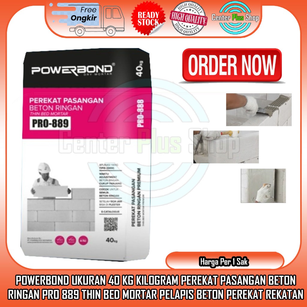 Jual Powerbond Pro-889 Perekat Pasangan Beton Ringan Thin Bed Mortar Uk ...