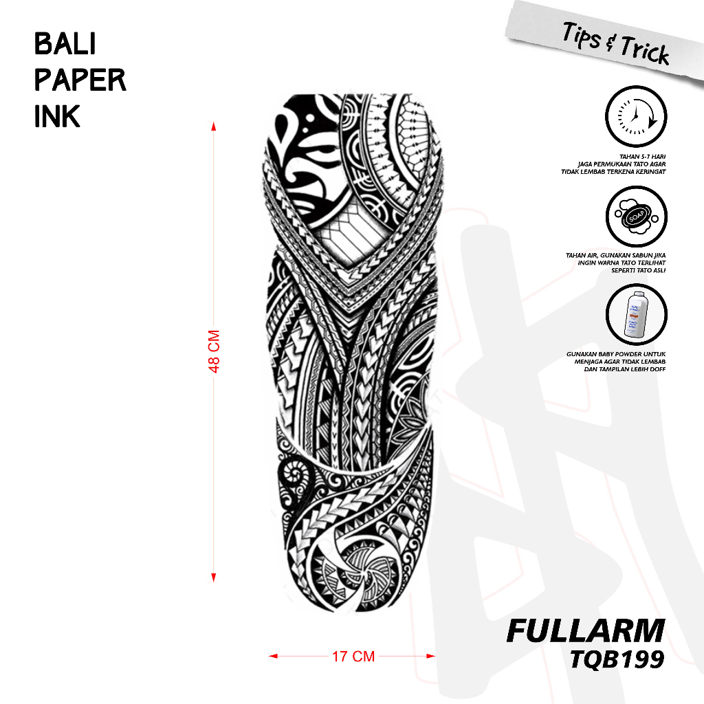 Jual Bali Paper Ink TQB199 Maori Tattoo Temporary Basic Tato Temporer ...