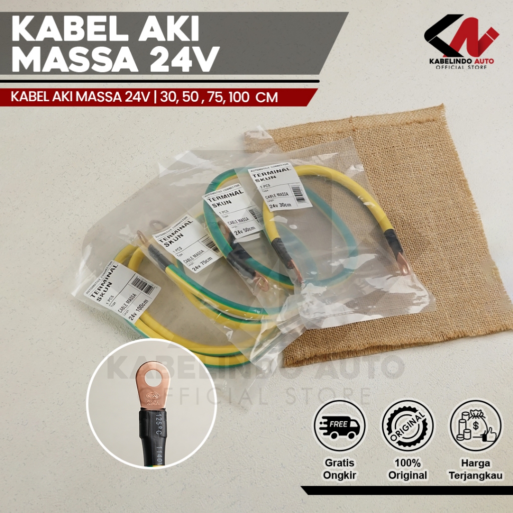Jual Kabel Aki Massa 30CM / 50CM / 75CM / 100CM Kabel Accu 12V & 24V Untuk Mobil Truk | Shopee ...