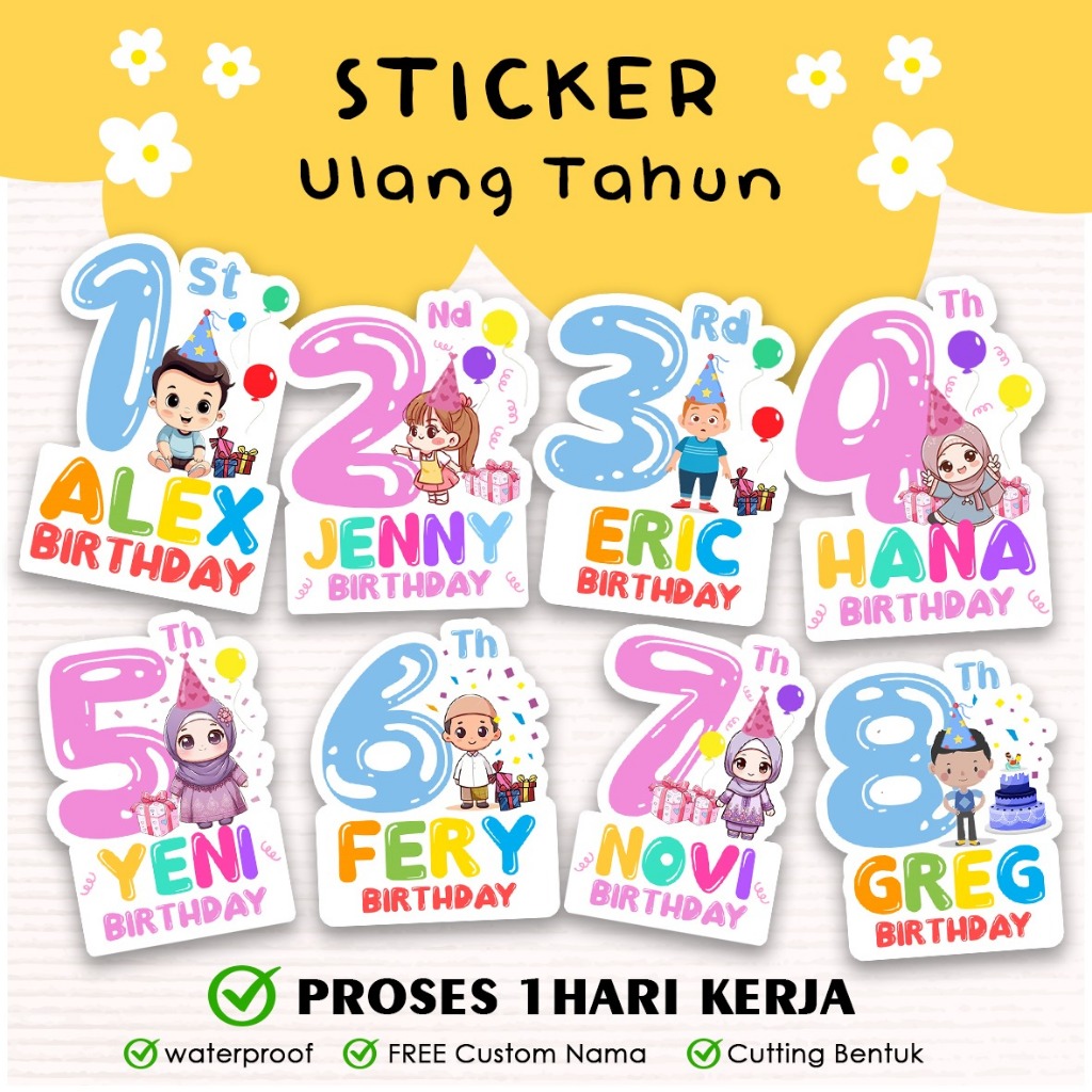 Jual Sticker Ulang Tahun Anak Ready Theme Girl Sticker Bento Birthday ...