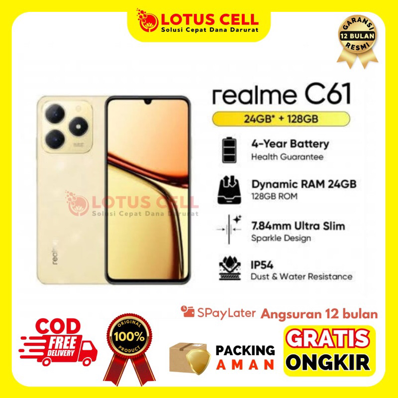 Jual REALME C61 8/128GB ( +16GB Extended Ram ) Garansi Resmi Realme | Shopee Indonesia