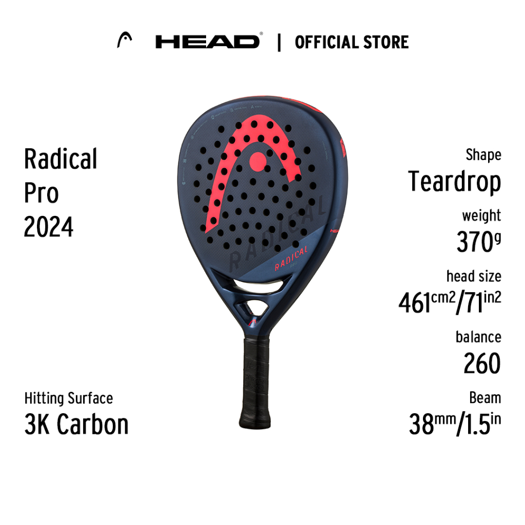 Jual HEAD Padel Racket Radical Pro 2024 (370G) 222034 - Raket Padel ...