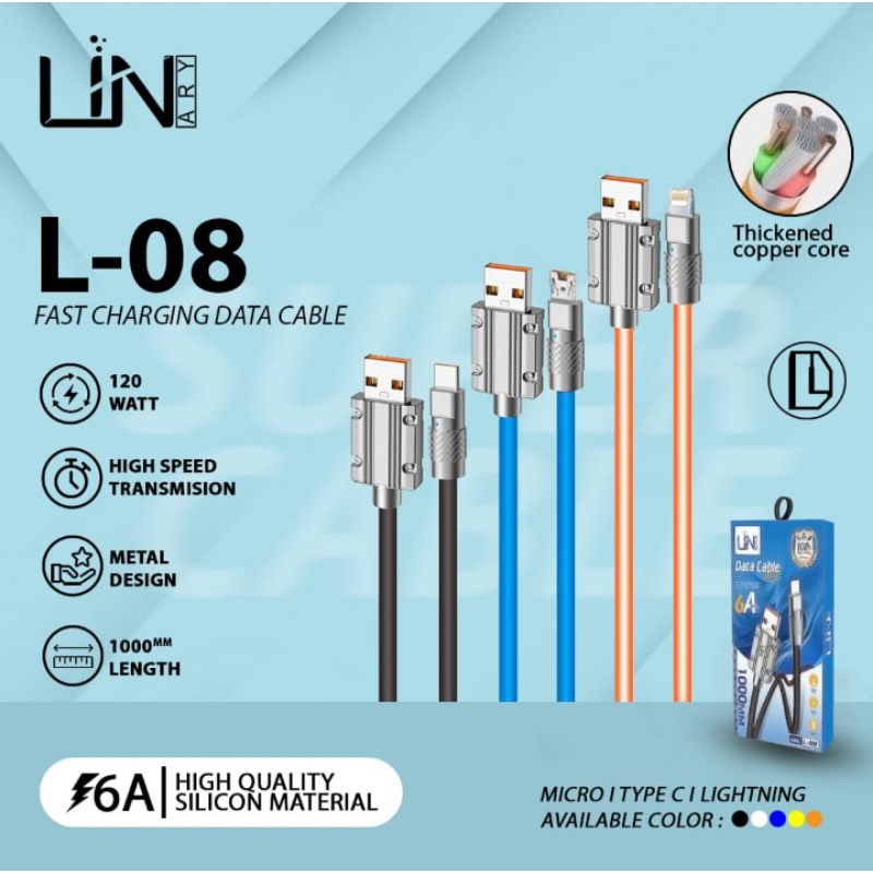 Jual Kabel Data Linary L-08 6A 120W (Support Fast Charging) (Bahan ...