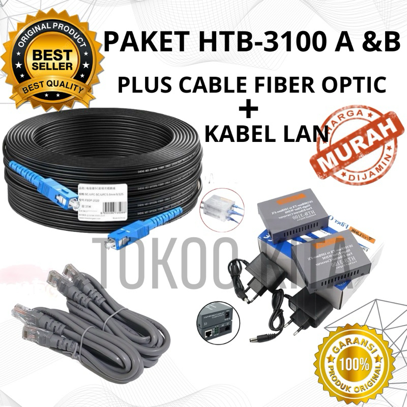 Jual Paket Cable Fiber Optic 300 Meter / 300 M + Media Converter HTB ...