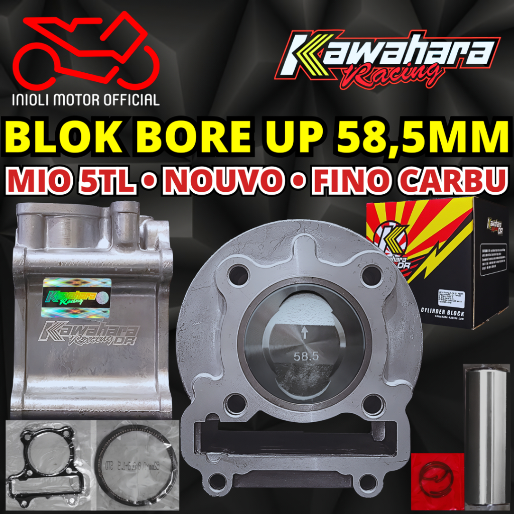Jual BLOK SEHER BORE UP 58.5 KAWAHARA RACING 58,5MM MIO SPORTY SMILE MIO SOUL FINO CARBU KARBU ...