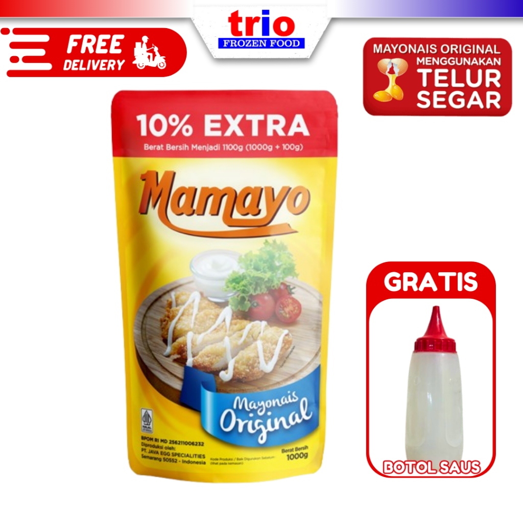 Jual PROMO Mamayo Mayonnaise Original 1kg extra 10% (1100gr) Free Botol Saus | Shopee Indonesia