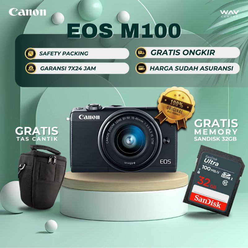 Jual GRATIS MEMORY 32GB CANON M100 15-45MM FULLSET LIKE NEW | Shopee Indonesia