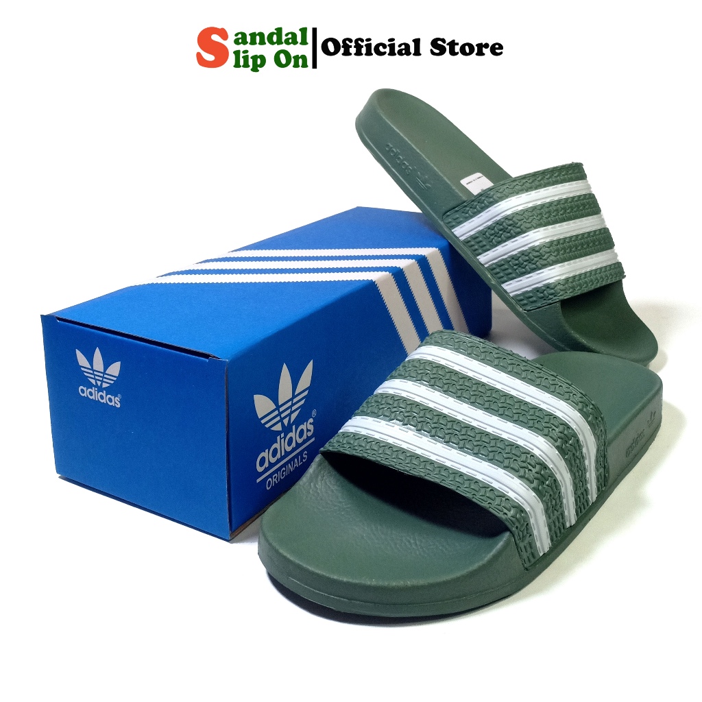 Jual Sandal Selop Casual Adidas pria wanita tipe slip on warna hijau ...