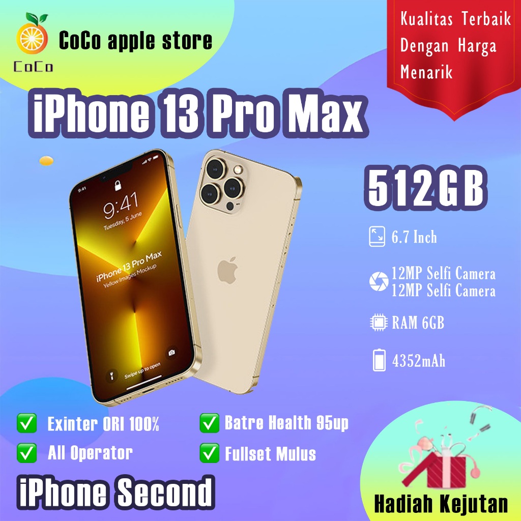 Jual iPhone 13Pro Max 512GB Second Original100% Fullset 6.7"OLED-Ori Mulus Normal Phone 3utools ...