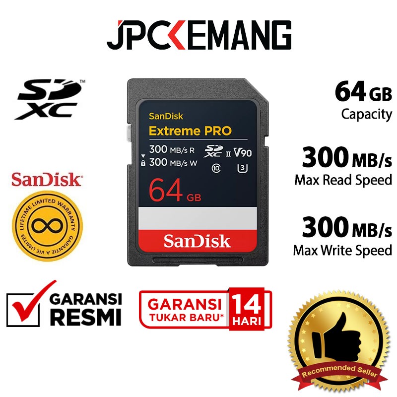 Jual Sandisk SDXC Extreme Pro 64GB UHS-II 300MB/s Sandisk SDHC 64 GB ...