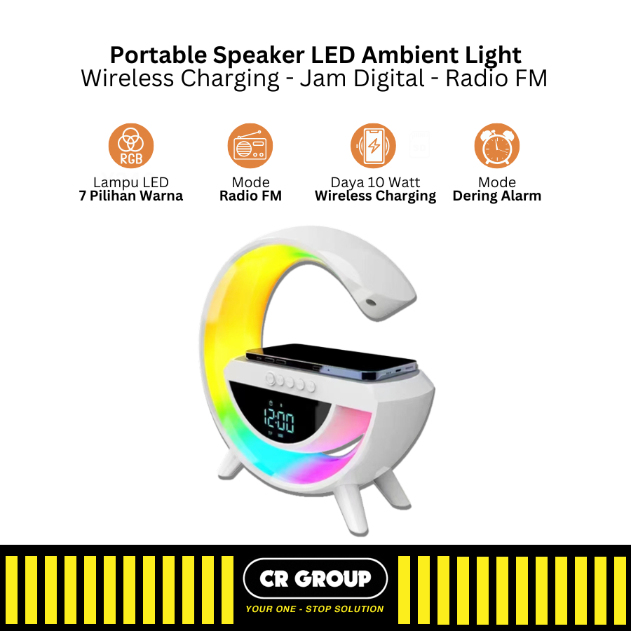 Jual [CRGROUP] Portable Speaker LED Ambient Light - Wireless Charging ...
