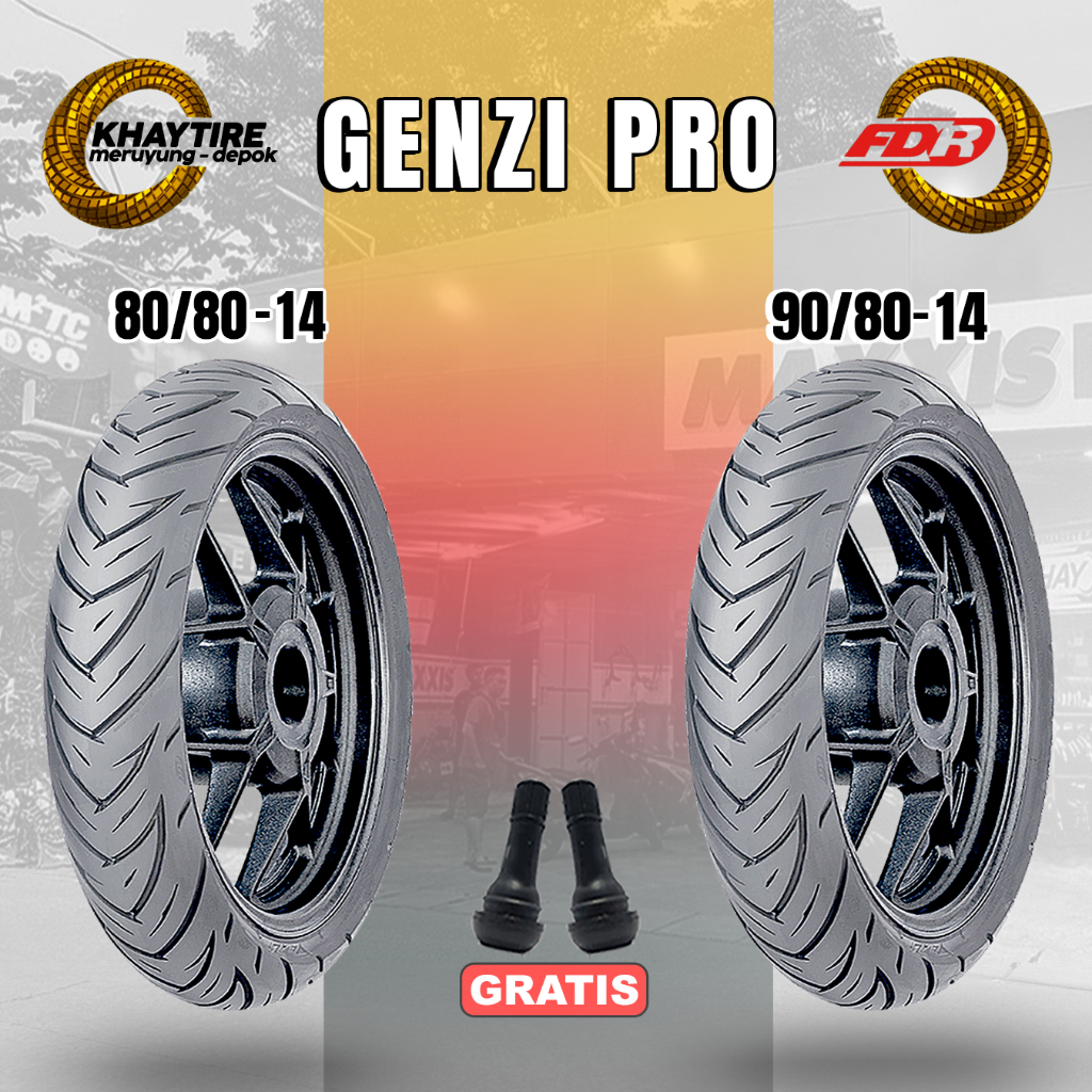 Jual Paket Ban Motor Matic FDR GENZI PRO 80/80-14 + 90/80-14 Tubeless | Shopee Indonesia