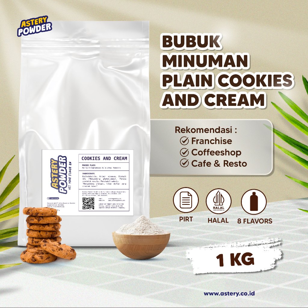 Jual Astery Powder - 1KG Cookies and Cream Powder Plain / Cookies Powder Drink / Bubuk Biskuit ...