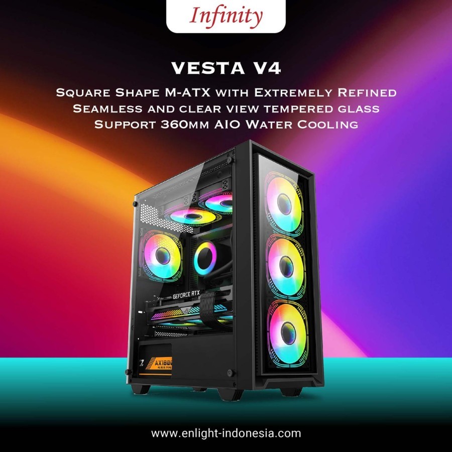 Jual CASING INFINITY VESTA V4 + 3 FAN RGB Micro ATX Gaming Case ...