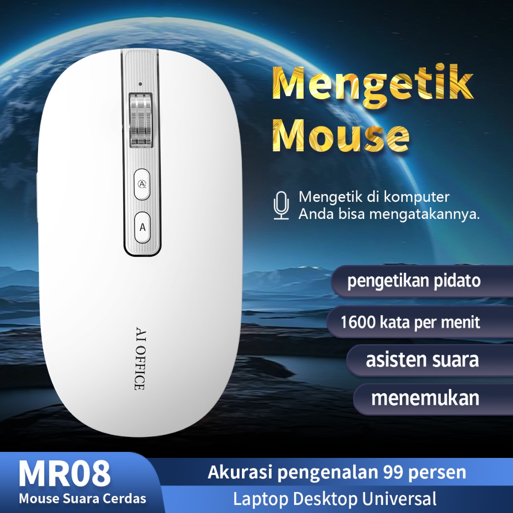 Jual RULINK MR08 Mouse AI Cerdas Pengenal Suara, Wireless, Bluetooth, Silent Click dan ...