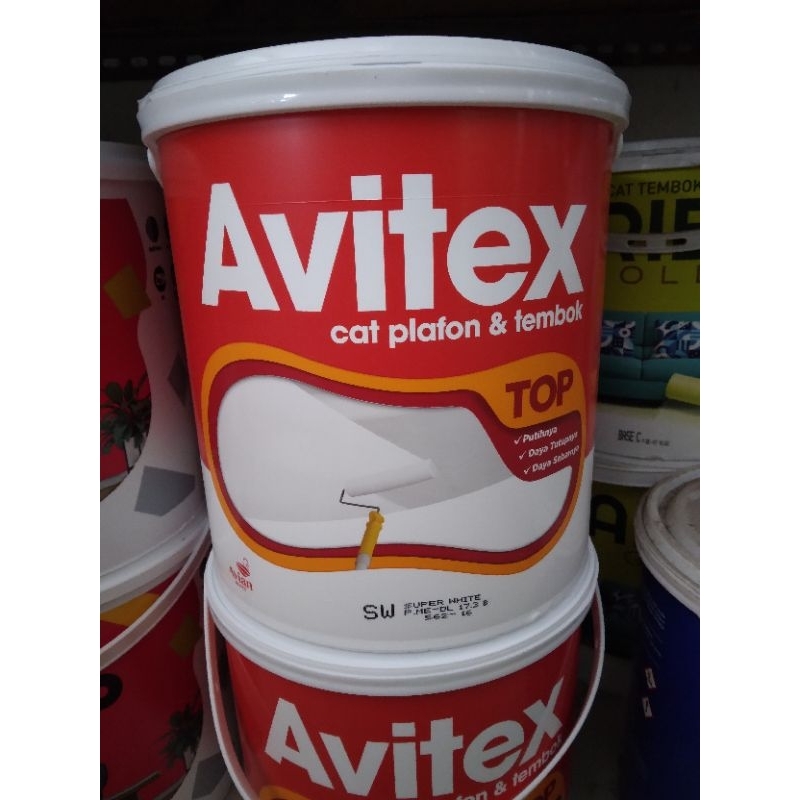 Jual Cat Avitex Top 5 kg SW super white cat tembok dan plafon | Shopee ...