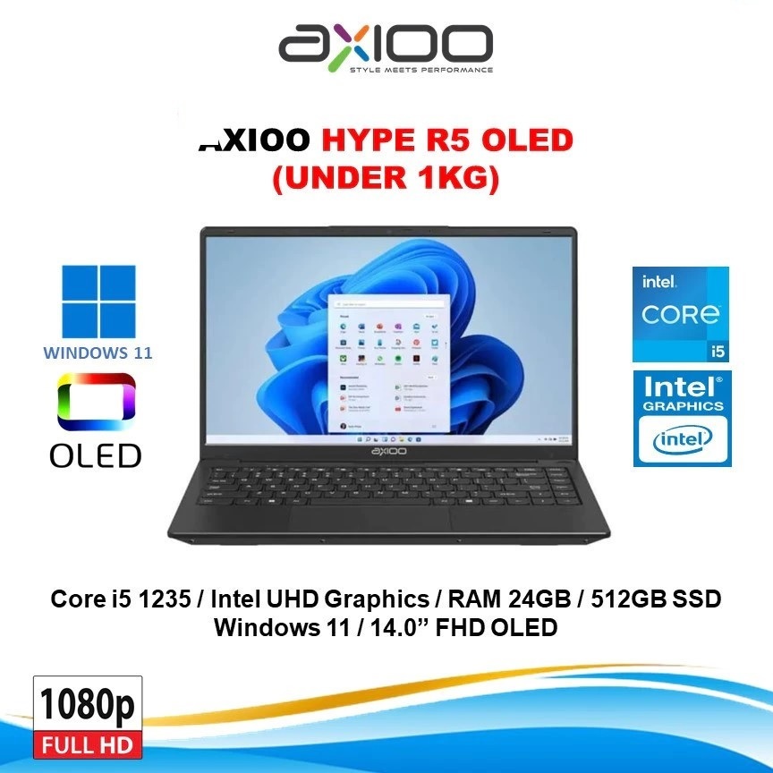 Jual Laptop Axioo Hype R5 Core i5-1235U 24GB SSD 512GB Win11 FHD OLED ...