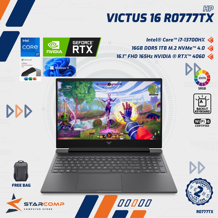 Jual HP Victus 16 R0777TX i7-13700HX RTX4060 6GB 1TB 16.1 FHD sRGB ...