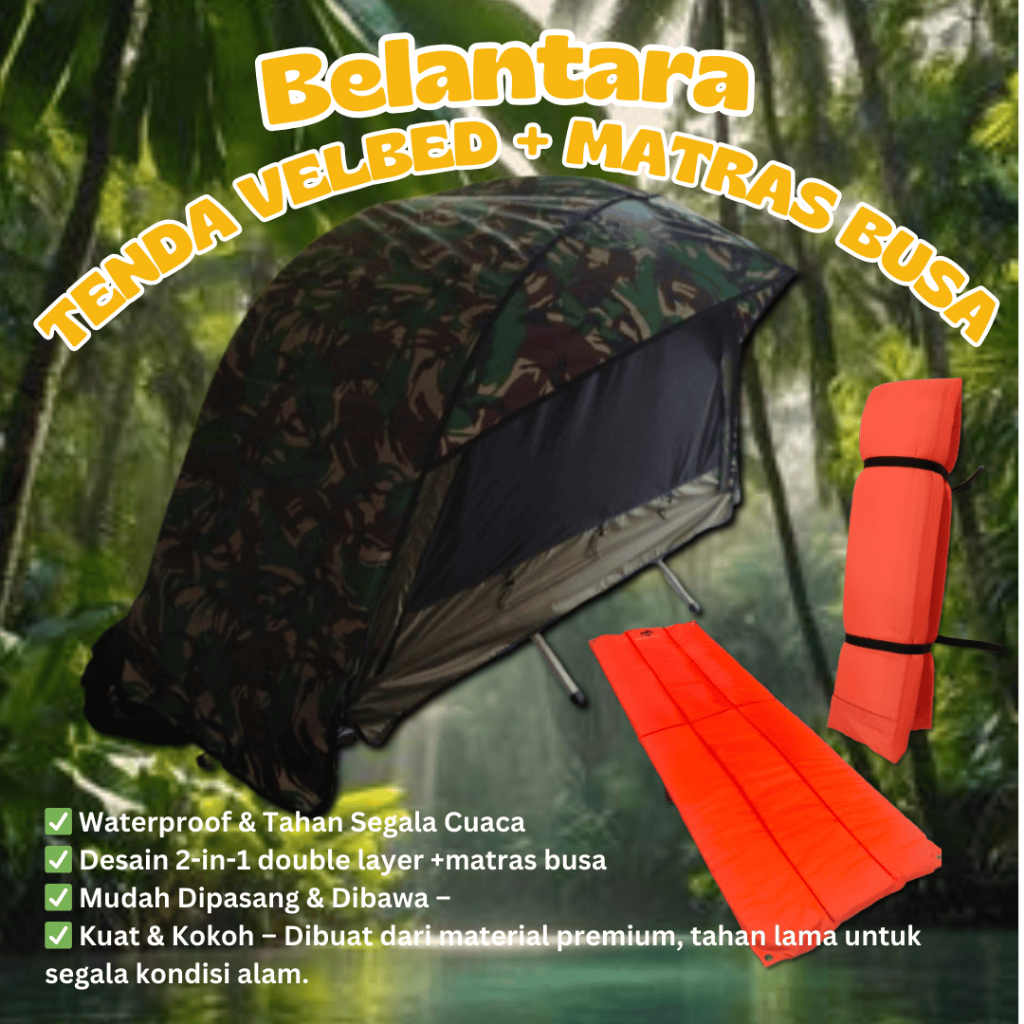 Jual Tenda Velbed Full Set Offroad TNI Lipat Plus Busa Matras Loreng ...