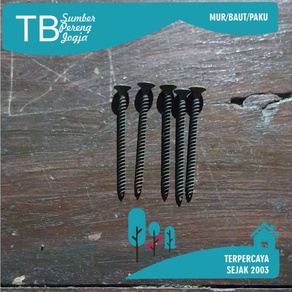 Jual Sekrup GRC Gypsum Kalsi board Plafon Hitam 6 x 2 Inch Panjang 5 Cm ...