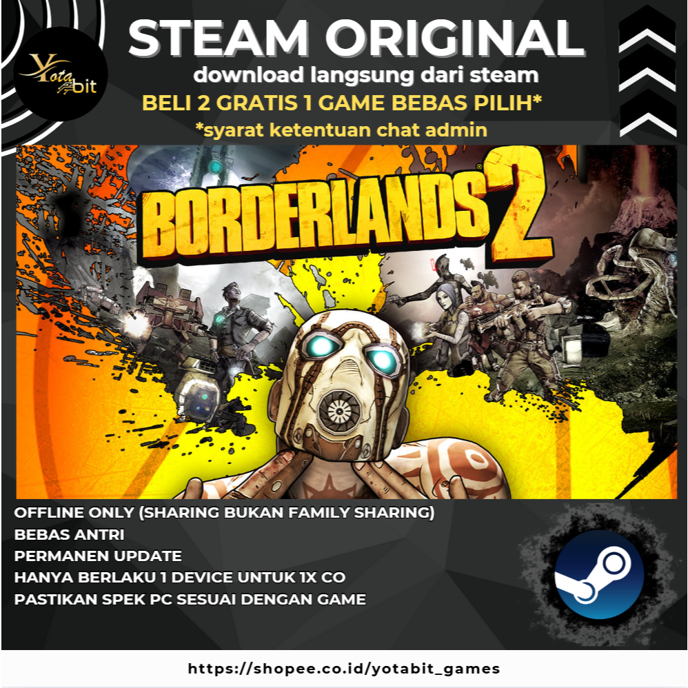 Jual Borderlands 2 Game of the Year Mac & PC Sharing Original Offline ...