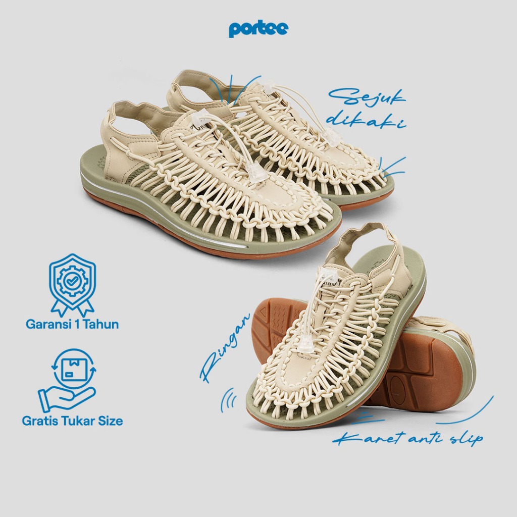 Jual Sandal Pria Portee Goods Loom Sandal Beige Sandal Outdoor Sandal ...