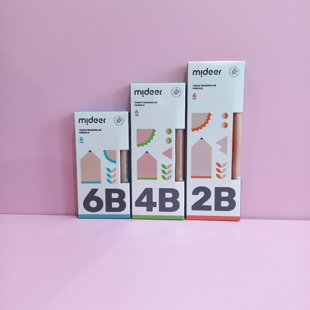 Jual Mideer Thick Triangular Pencil Pensil 2B 4B 6B Pensil Segitiga ...