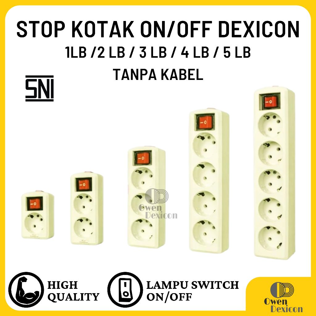 Jual Stop Kontak On Off Tanpa Kabel Lubang 1L/2L/3L/4L/5L Colokan Listrik Socket SNI Dexicon ...