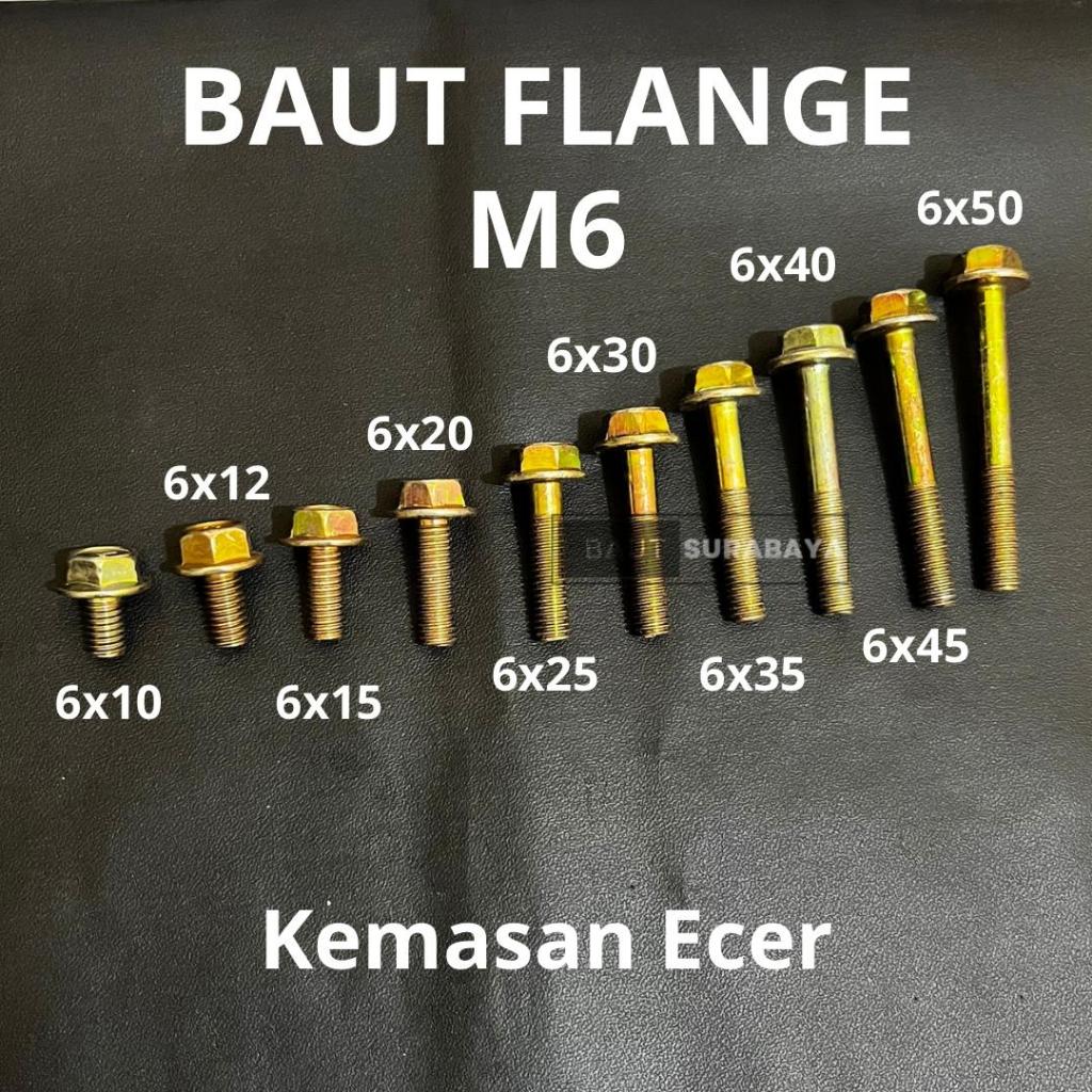 Jual Baut Flange M6 baut kunci 10 kuning flange bolts baut topi | Shopee Indonesia