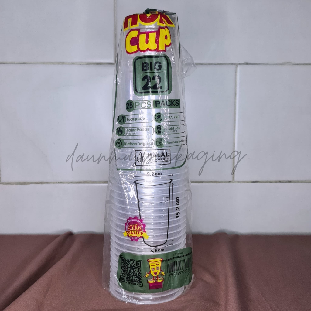 Jual Cup Gelas Hok Cup 22oz DATAR Gelas Plastik Es Teh Jumbo [25pcs ...