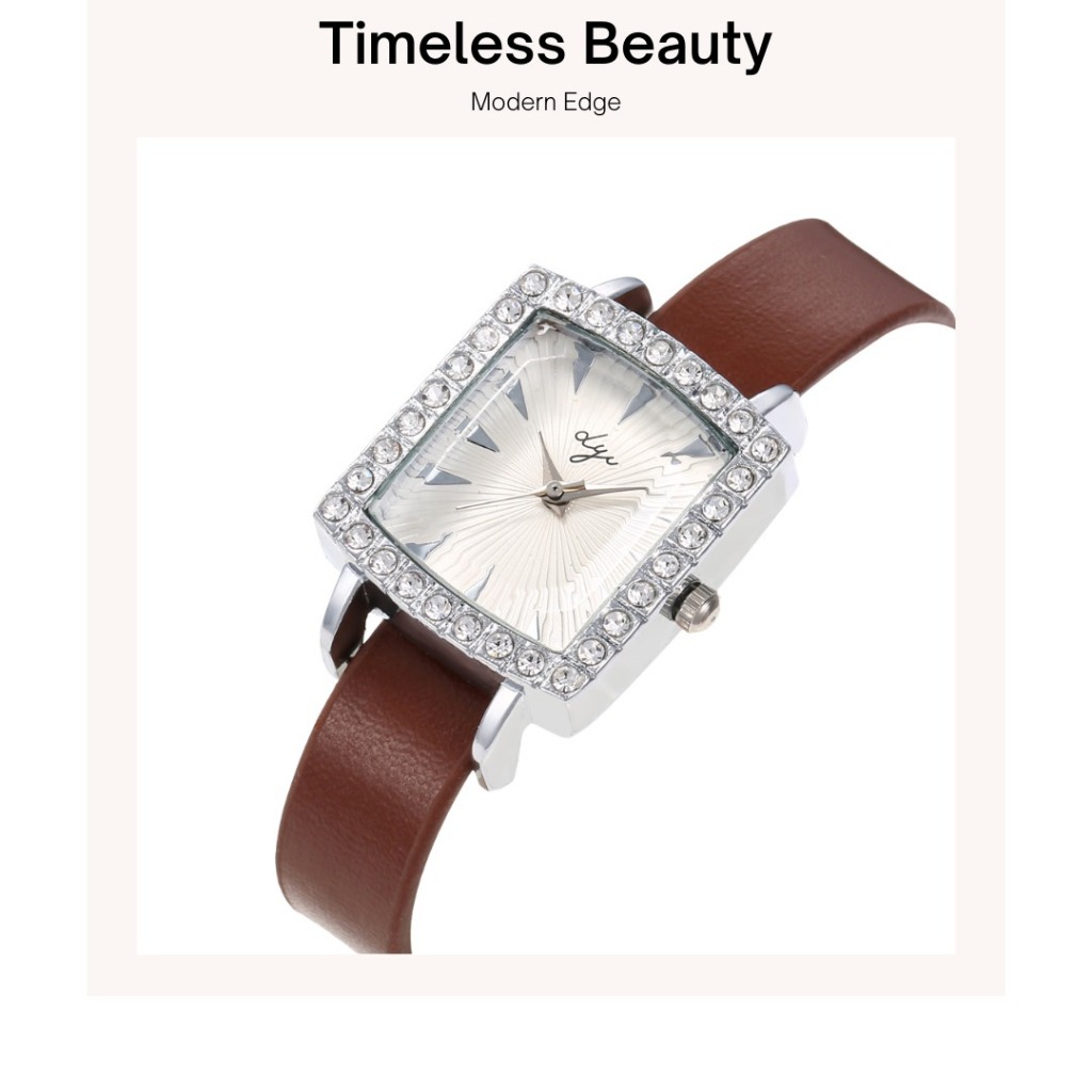 Jual W363 Jam Tangan Fashion Wanita Persegi Kulit Kanvas Quartz diamond ...